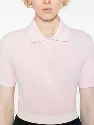 Thom Browne Logo-patch Piqué Polo Top - Pink