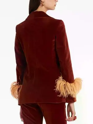 La DoubleJ Keaton Feather-trim Velvet Blazer