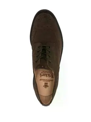TRICKER'S Brogue Detail Suede Derby Shoes - Brown