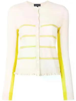 Cashmere In Love Capucine Cropped Striped Cashmere Cardigan - Neutrals