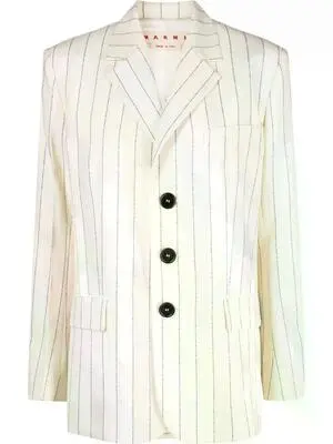 Marni Striped Virgin Wool Blazer - Neutrals