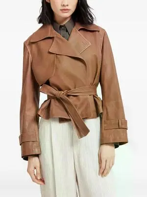 Brunello Cucinelli Belted Leather Jacket