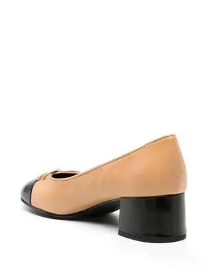 Tory Burch Cap-toe Block Heel Pumps With Bow Detailing