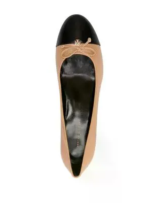 Tory Burch Cap-toe Block Heel Pumps With Bow Detailing