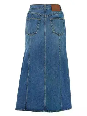 Alexander McQueen Slashed Denim Midi Skirt