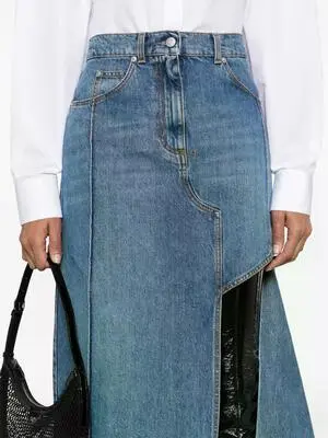 Alexander McQueen Slashed Denim Midi Skirt