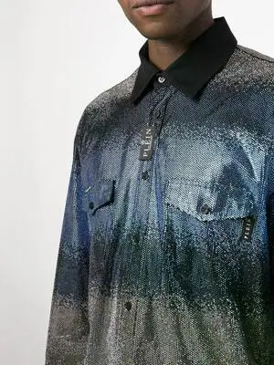 Philipp Plein Striped Sequin Shirt