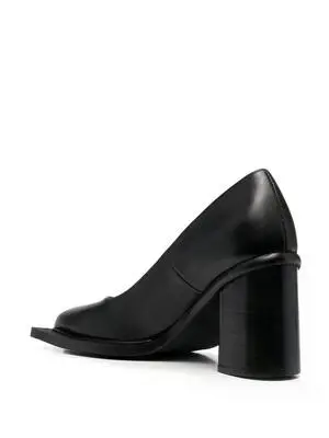 NINAMOUNAH Howl Leather Block Heel Pumps - Black