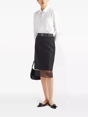 Prada Triangle-logo Layered Wool Skirt