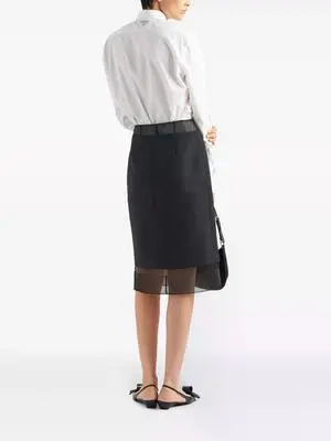 Prada Triangle-logo Layered Wool Skirt