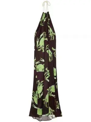 MSGM Graphic-print Maxi Dress - Brown