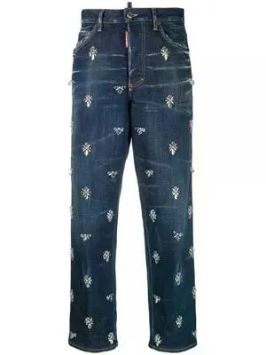 Dsquared2 Crystal Embellished High-rise Cropped Jeans