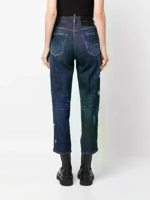 Dsquared2 Crystal Embellished High-rise Cropped Jeans