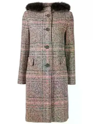 Cinzia Rocca Plaid Check Print Hooded Coat