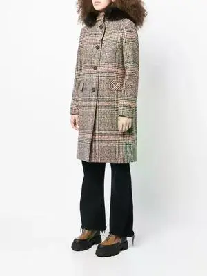 Cinzia Rocca Plaid Check Print Hooded Coat