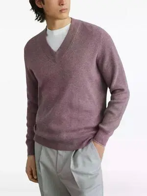 Brunello Cucinelli Ribbed V-neck Jumper