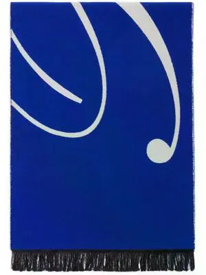 Burberry Logo Intarsia-knit Wool-blend Scarf - Blue