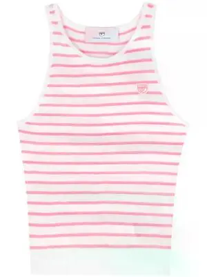 CHIARA FERRAGNI Eyelike-patch Striped Sleeveless Top