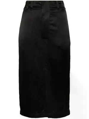 Saint Laurent Silk Crepe De Chine Midi Skirt