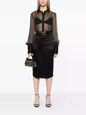 Saint Laurent Silk Crepe De Chine Midi Skirt