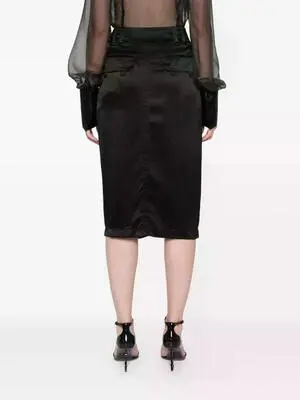 Saint Laurent Silk Crepe De Chine Midi Skirt