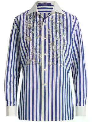 Ralph Lauren Embellished Cotton Capri Shirt - Blue