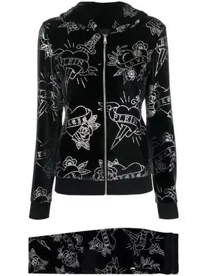 Philipp Plein Heart Velvet Tracksuit Set