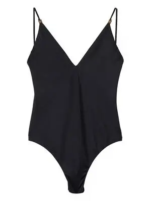 Miu Miu Logo-plaque Swimsuit - Black