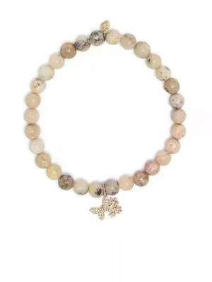 SYDNEY EVAN 14kt Yellow Gold Butterfly Daisy Opal Beaded Bracelet - Neutrals