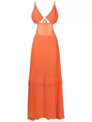 AMIR SLAMA Cut-out Semi-sheer Maxi Dress - Orange