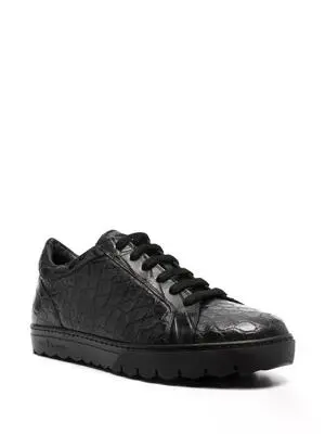 Kiton Embossed Crocodile Effect Leather Sneakers
