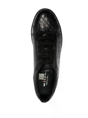 Kiton Embossed Crocodile Effect Leather Sneakers