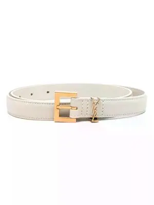 Saint Laurent Cassandre Leather Belt Neutrals