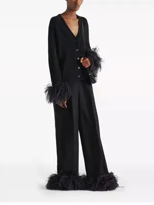 Prada Feather-trim Cashmere Cardigan