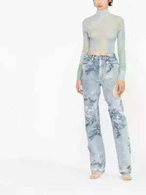 Off-White Logo-print Tie-dye Crop Top