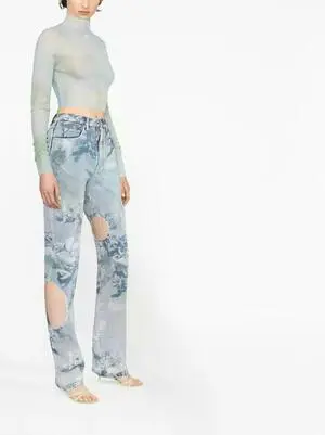 Off-White Logo-print Tie-dye Crop Top