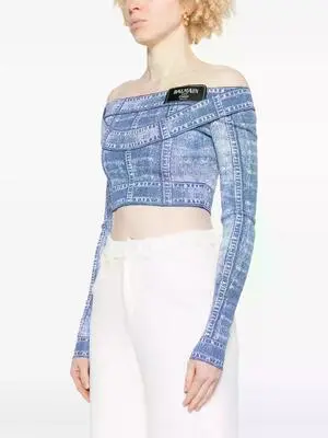 Balmain Trompe L'oeil-print Crop Top
