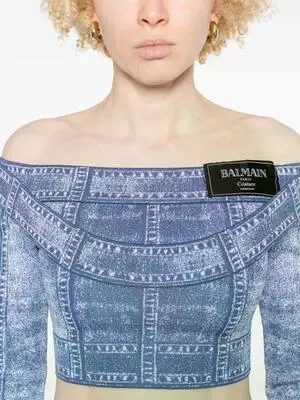 Balmain Trompe L'oeil-print Crop Top