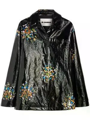 JIL SANDER Floral-print Overshirt - Black