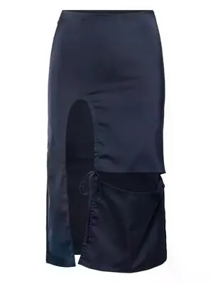 ELENA VELEZ Satin Midi Skirt - Blue