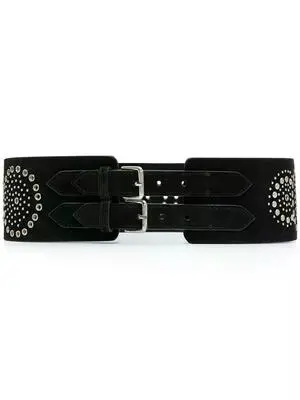 10 CORSO COMO Studded Suede Belt - Black