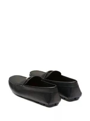 Prada Saffiano Leather Loafers With Triangle Logo - Black