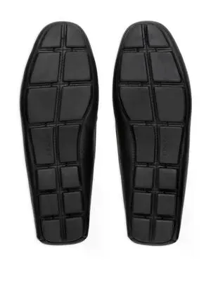 Prada Saffiano Leather Loafers With Triangle Logo - Black
