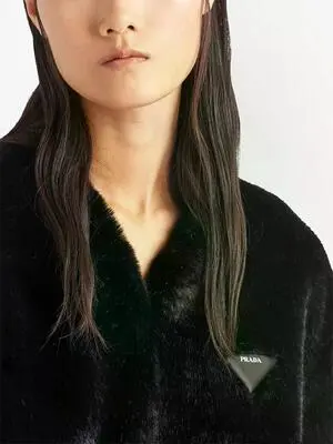Prada Faux-fur Coat With Logo Detail