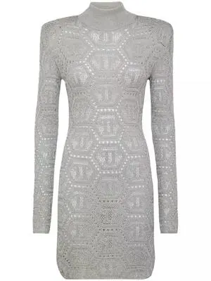 Philipp Plein Monogram Crochet-knit Minidress