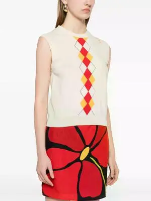Marni Argyle-pattern Vest - Neutrals
