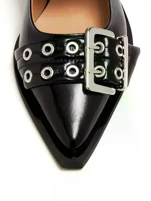 GANNI Buckle-detail Eyelet-embellished Slingback Sandals - Black