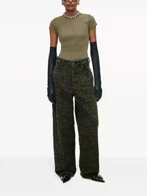 Marc Jacobs Monogram-print Distressed Wide-leg Jeans