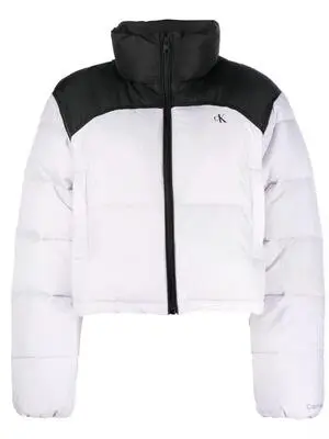 Calvin Klein Colour-block High-neck Puffer Jacket - Purple