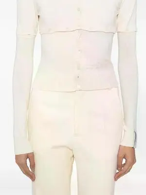 Rokh Logo-embroidered Cardigan - Neutrals